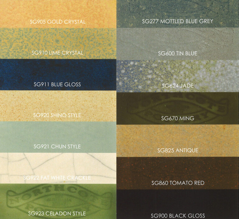 Northcote Glazes Colour Chart - Pottery Supplies Online